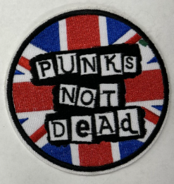EMBROIDERED PATCH - PUNKS NOT DEAD CIRCLE WITH UK FLAG – Headline Records